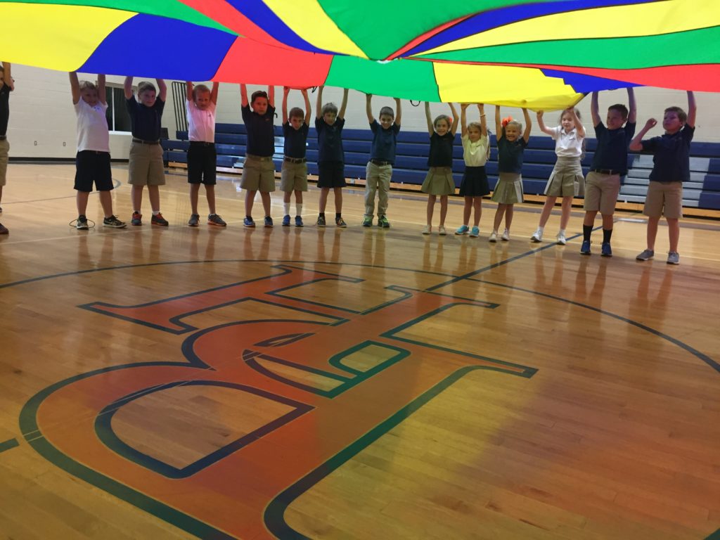 Parachute Day in our Lower School PE - The Brook Hill School