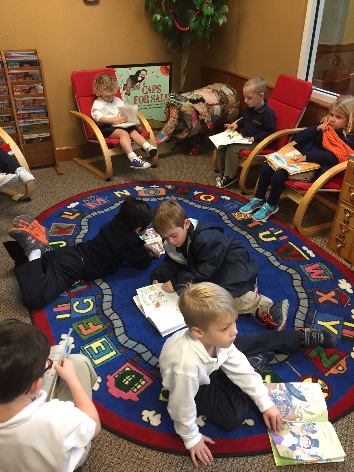 Pre-K is learning library etiquette - The Brook Hill School