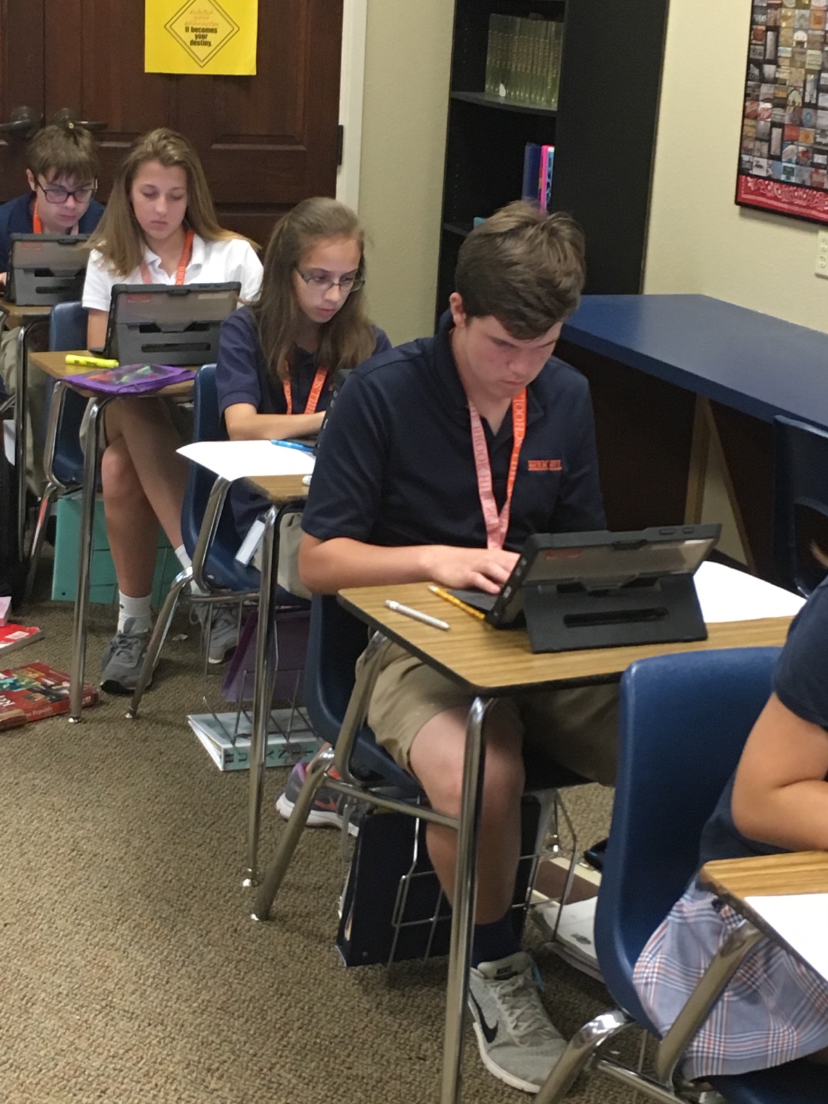 Humanities class uses tablets to review skills - The Brook Hill School